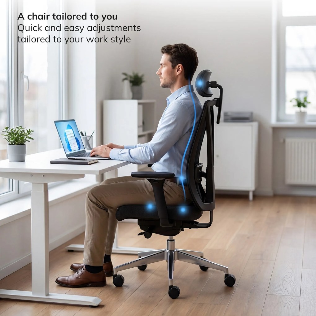 Ergonomická kancelářská židle černá se síťovinou VECTOR