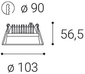 LED2 2250431 Zeta XS, bílé svítidlo pro zapuštění, 8/10W LED 3000K, ⌀10,3cm, IP44