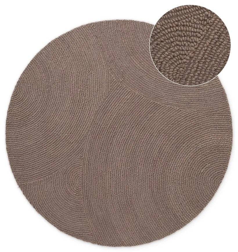 Ručně tkaný vlněný kulatý koberec taupe ø 120 cm Eleni Taupe – Hanse Home