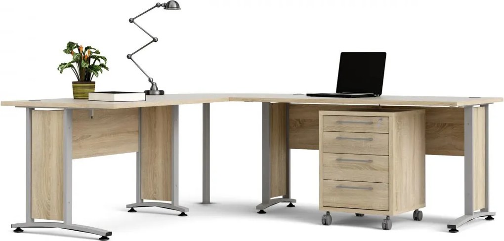 FALCO Rohový psací stůl Office 80400/304 dub sonoma/bílá