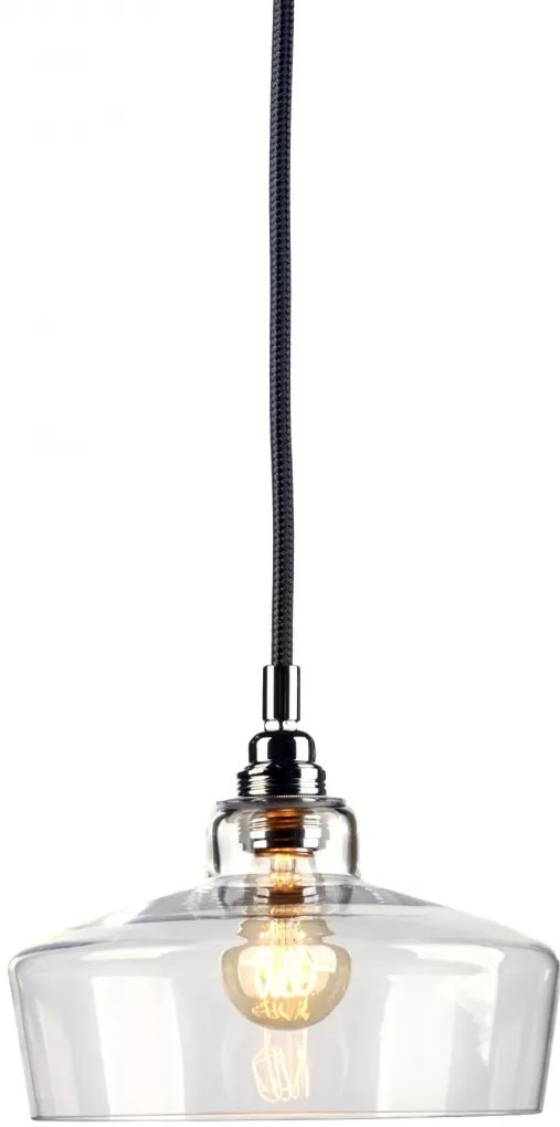 Kaspa 10142109 LONGIS  - Závěsné svítidlo s čirým sklem, černý textilní kabel
