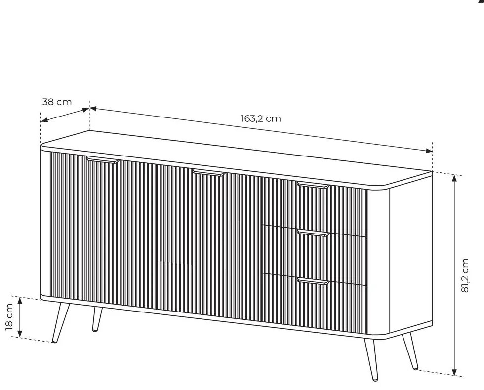 LANTE č | komoda C 163 2d3s | 163,2 cm | černá