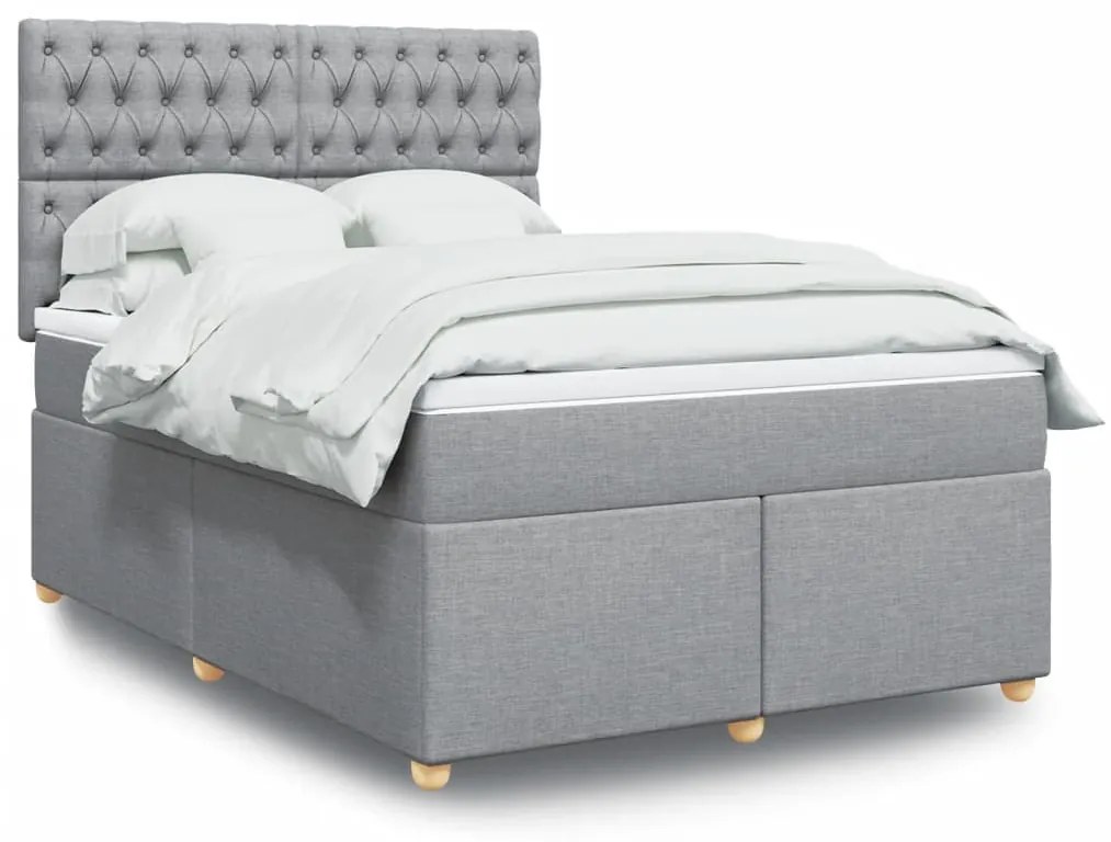 Box spring postel s matrací světle šedá 140 x 200 cm textil