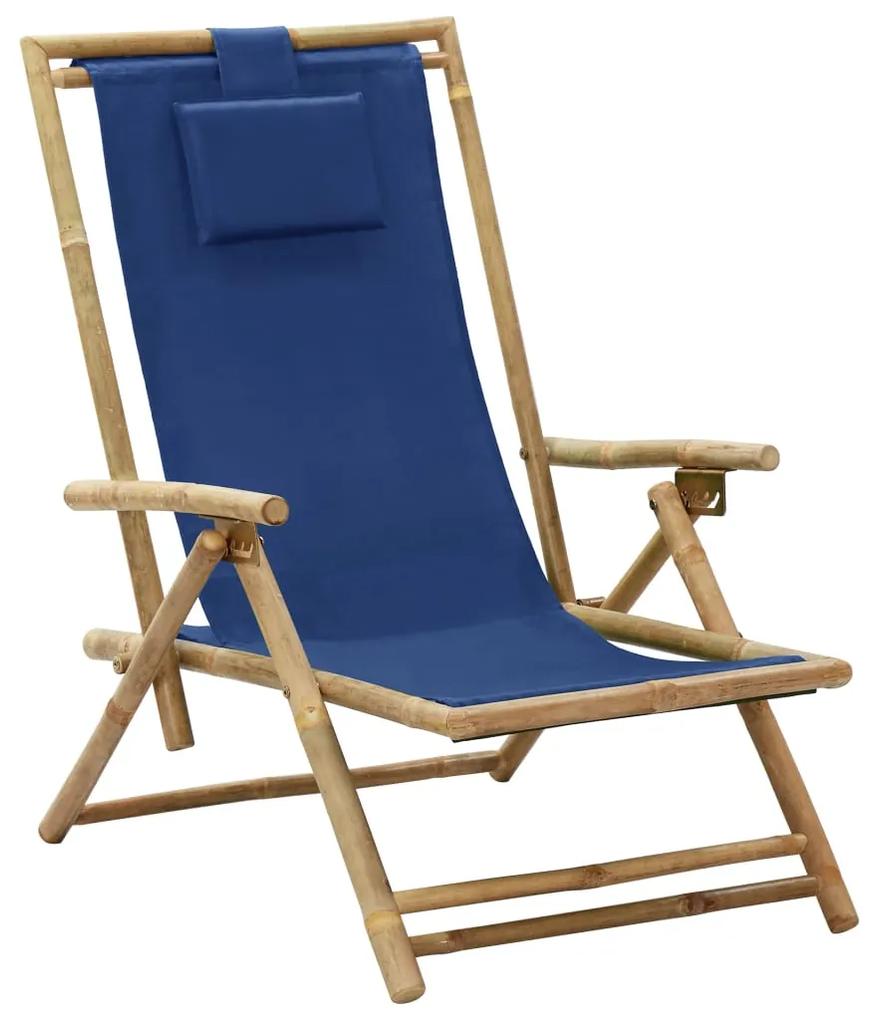 313025 vidaXL Polohovací relaxační křeslo námořnicky modré bambus a textil