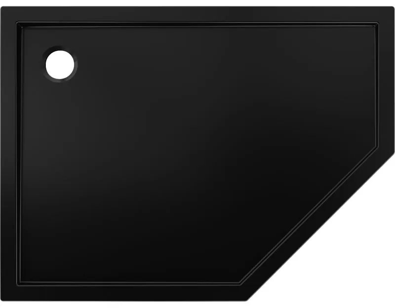 Mexen Flow, pětiúhelníková sprchová vanička slim 100 x 80 cm, levá, černá matná - 46P708010L