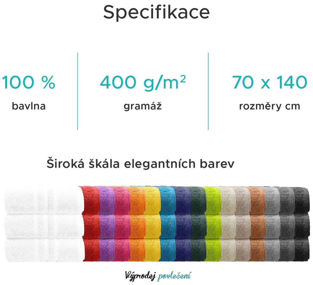 Ručník Classic 50 x 100 cm hnědý, 100% bavlna