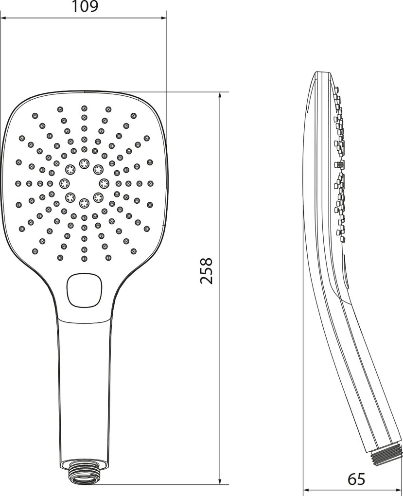 Sapho ruční masážní sprcha s tlačítkem 3 režimy 109 x 109 mm plast chrom 1204-52