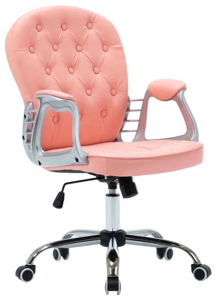 Otočná kancelářská židle růžová umělá kůže,  289361