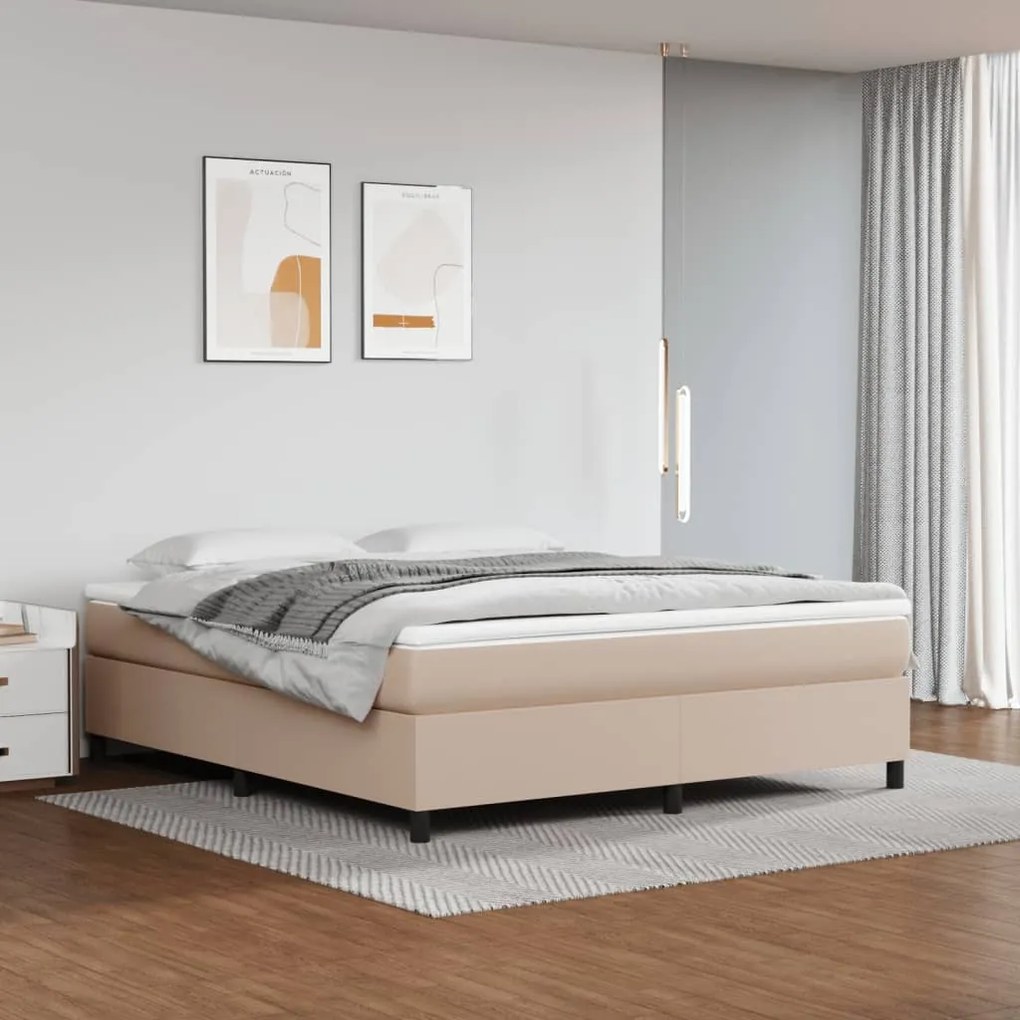 Box spring postel s matrací cappuccino 160x200 cm umělá kůže
