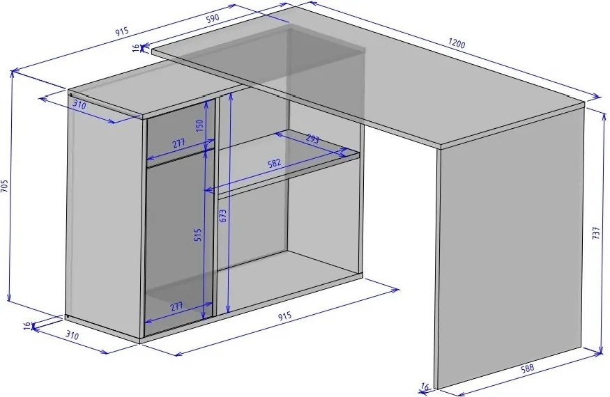 ADRK Furniture Rohový stůl SAULO ADRK-DE-SAU-W