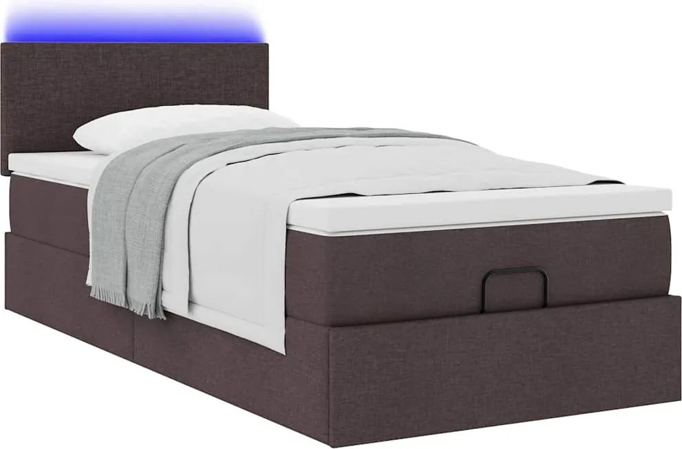Osmanský rám postele s matrací tmavě šedá 90x190cm textil 3312190
