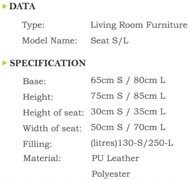 Sedací vak Seat L TiaHome - bíla