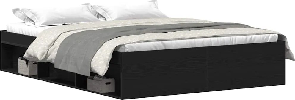 Rám postele bez matrace černý dub 150x200 cm kompozitní dřevo 3329314