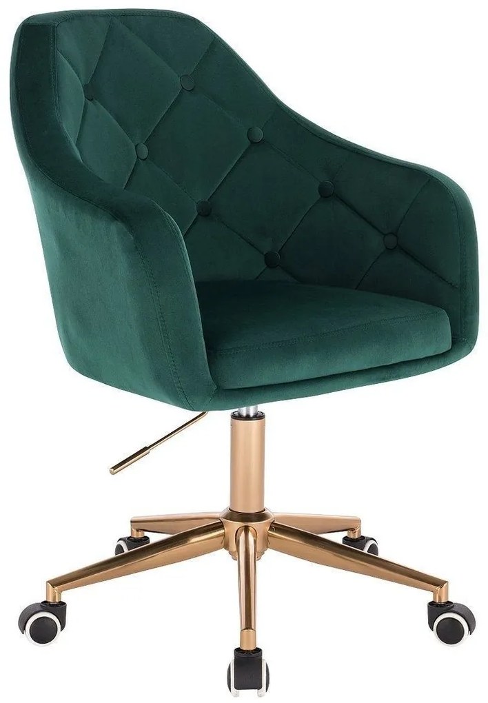 LuxuryForm DESIGN Otočné křeslo ANDORA VELUR na zlaté podstavě s kolečky - zelené