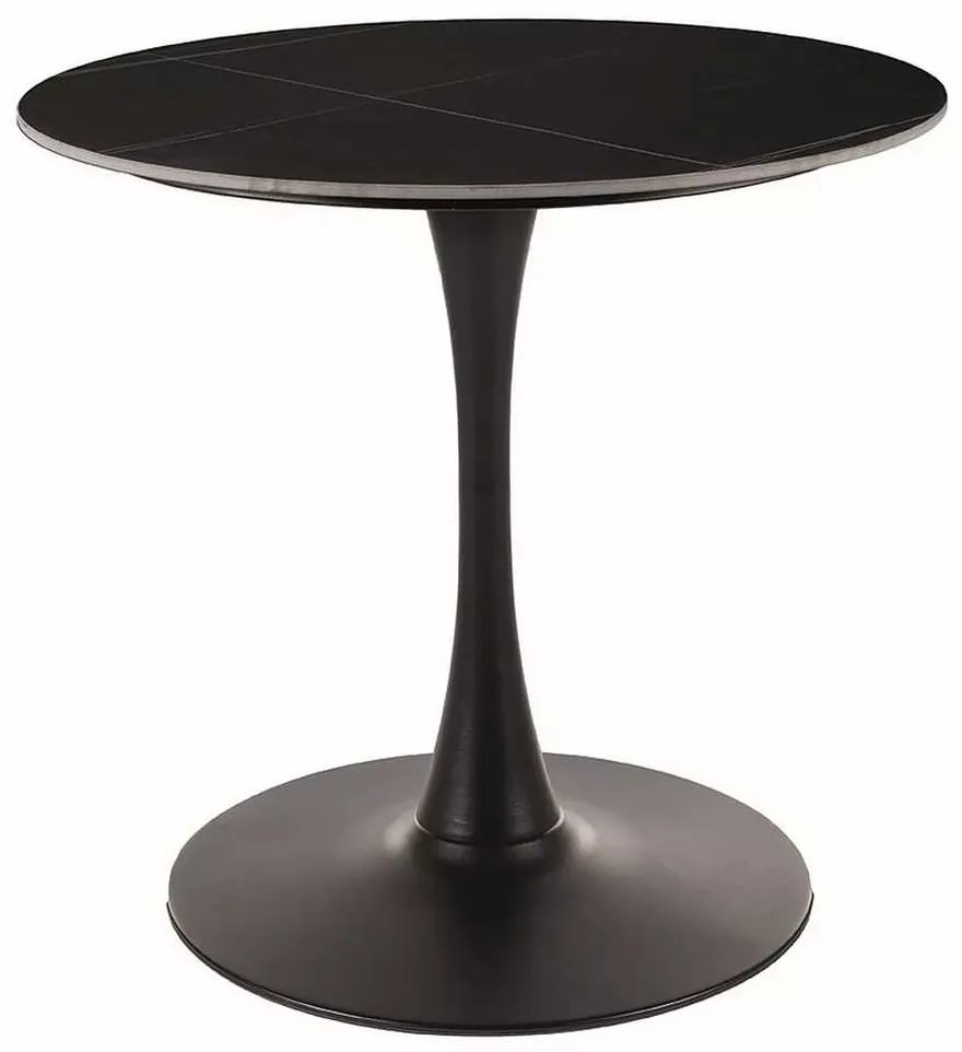 Jídelní stůl Espero 80 cm, černý mramor / černá