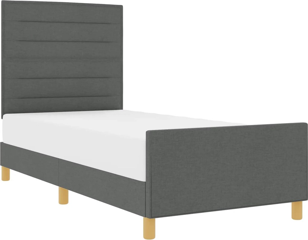 Rám postele s čelo Tmavě šedá 100 x 200 cm textil 3344628