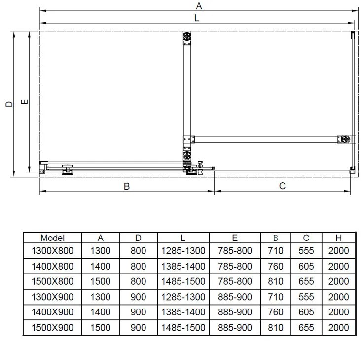 BPS-koupelny Obdélníkový sprchový kout HYD-ATA-1K 150x80 chrom/transparent - bez vaničky