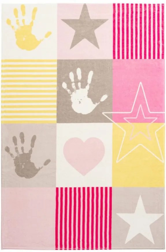 Hans Home | Dětský kusový koberec Stars 411 pink - 120x170