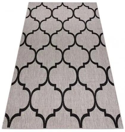 Dywany Luszczow Kusový koberec SIZAL FLOORLUX 20608 Marocká mřížka stříbrný / Černá Rozměr koberce: 140 x 200 cm