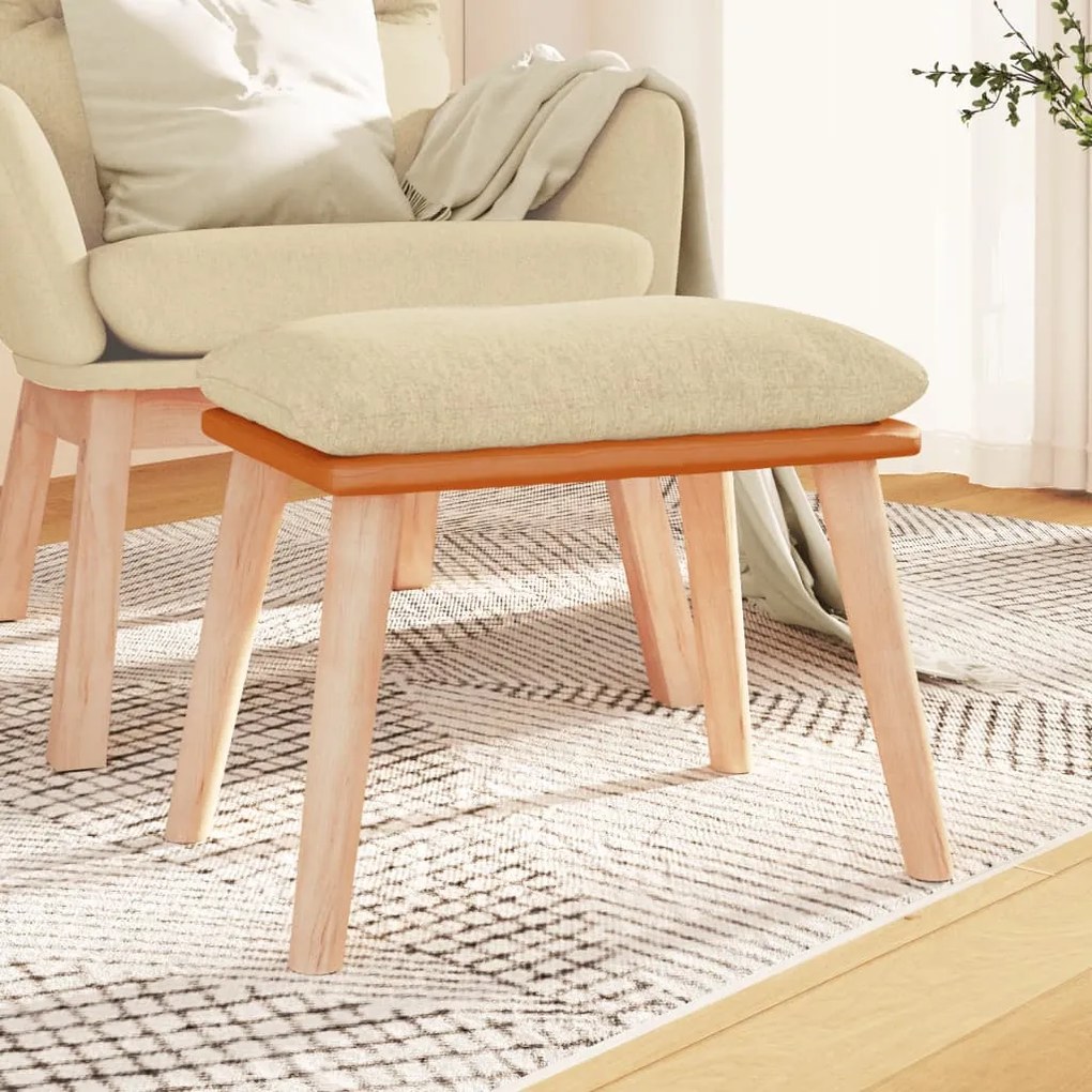 Podnožka krémová 45x29,5x35 cm textil a umělá kůže 341448