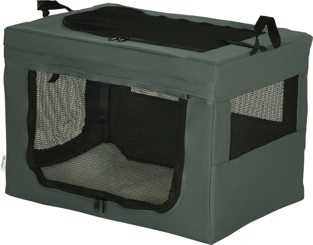 PawHut Taška pro psy - transportní krabice s síťovaným oknem, transportní krabice pro kočky s polstrováním, přepravní box, cestovní taška pro psy do 4