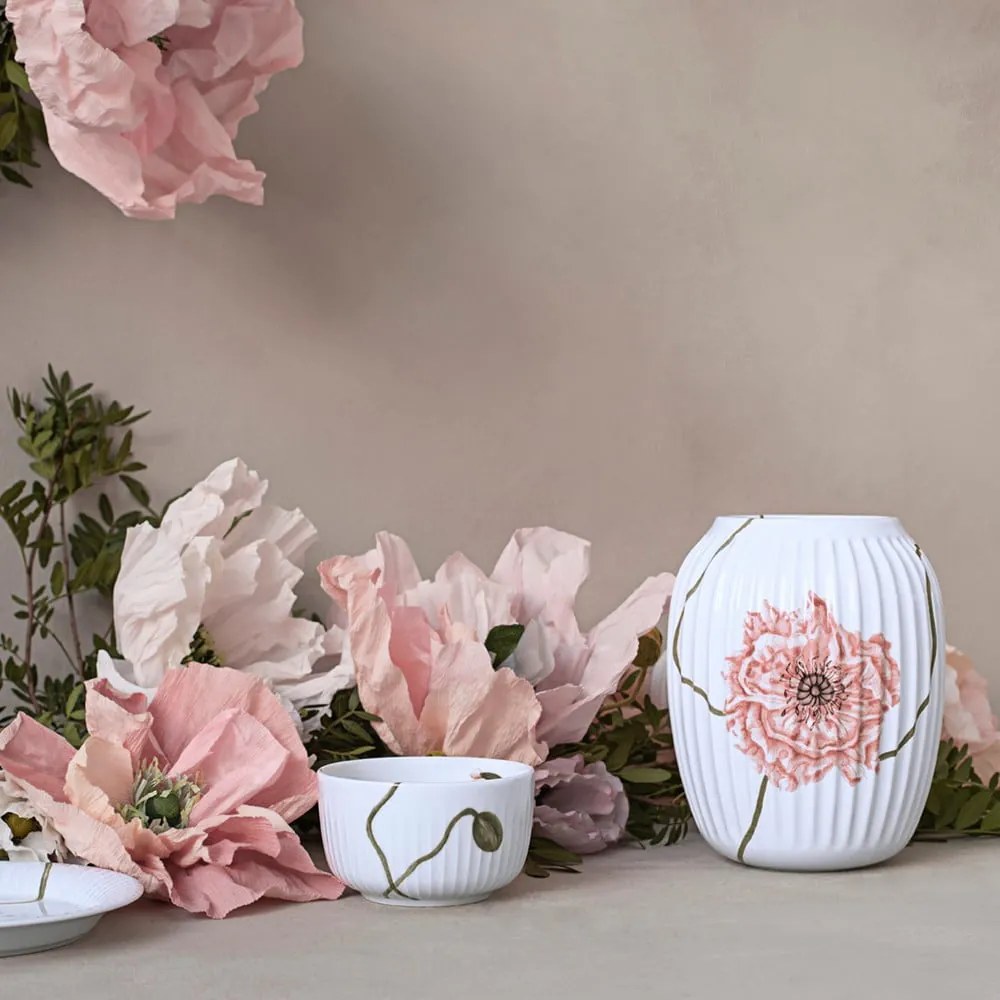 Bílá porcelánová váza Kähler Design Poppy, výška 21 cm