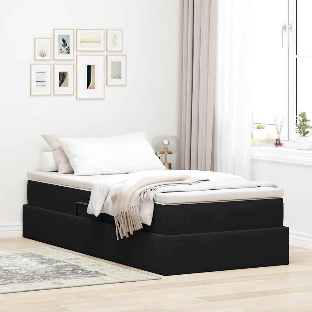 Postel s úložným prostorem a matrací Černá 100 x 200 cm samet 3370283