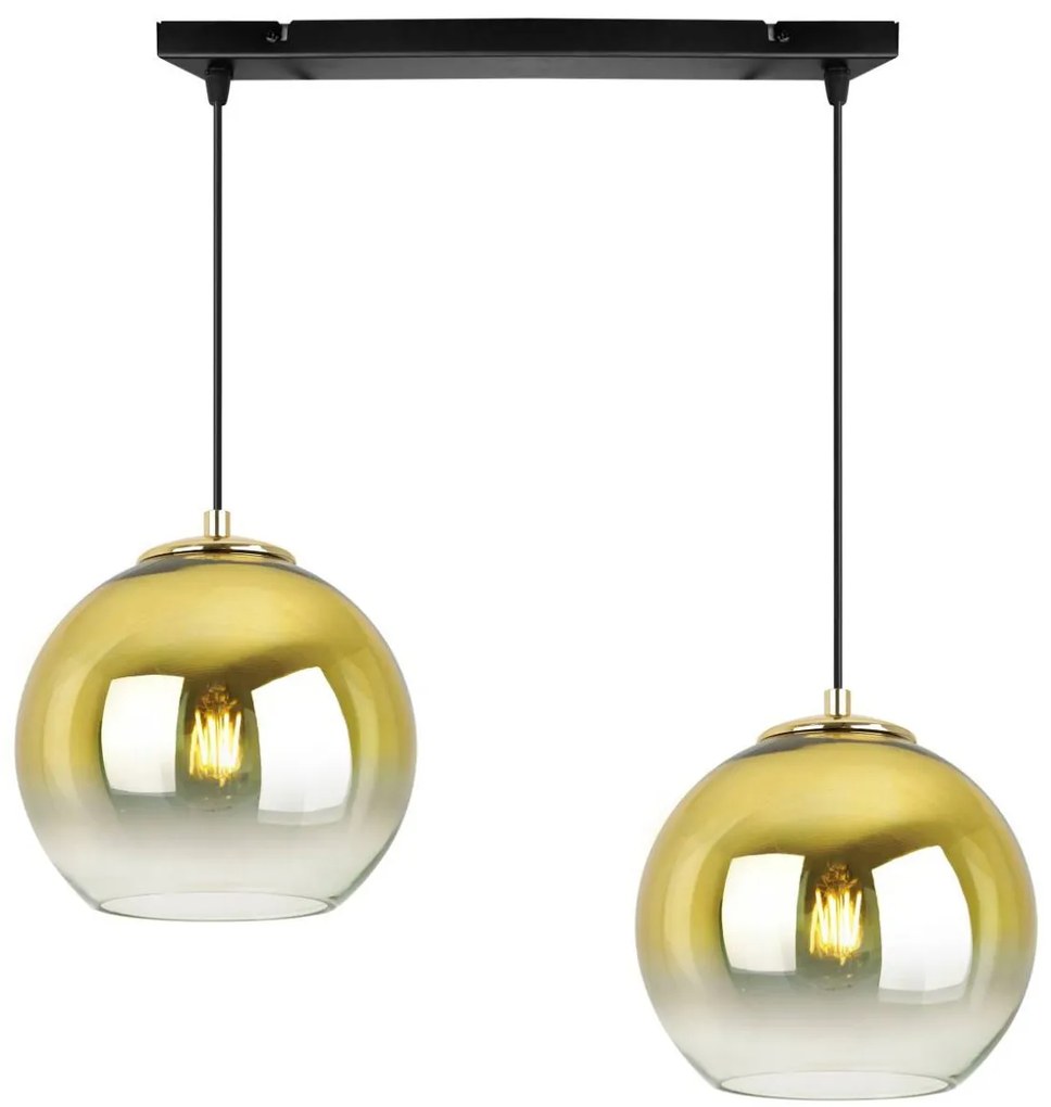 Závěsné svítidlo Bergen Gold, 2x zlaté/transparentní skleněné stínítko (fi 20cm)
