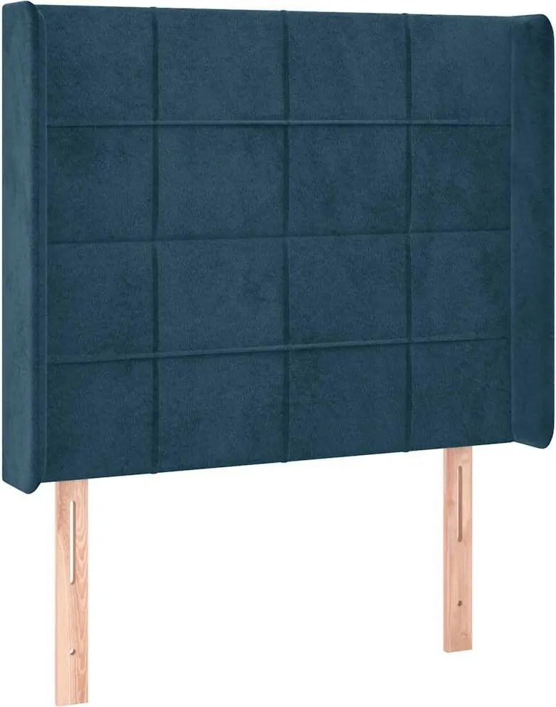 Box spring postel s matrací a LED tmavě modrá 80 x 200 cm samet 3139533