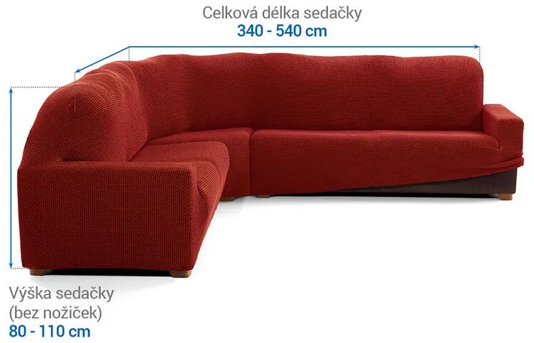 Super strečové potahy NIAGARA cihlová rohová sedačka (š. 340 - 540 cm)