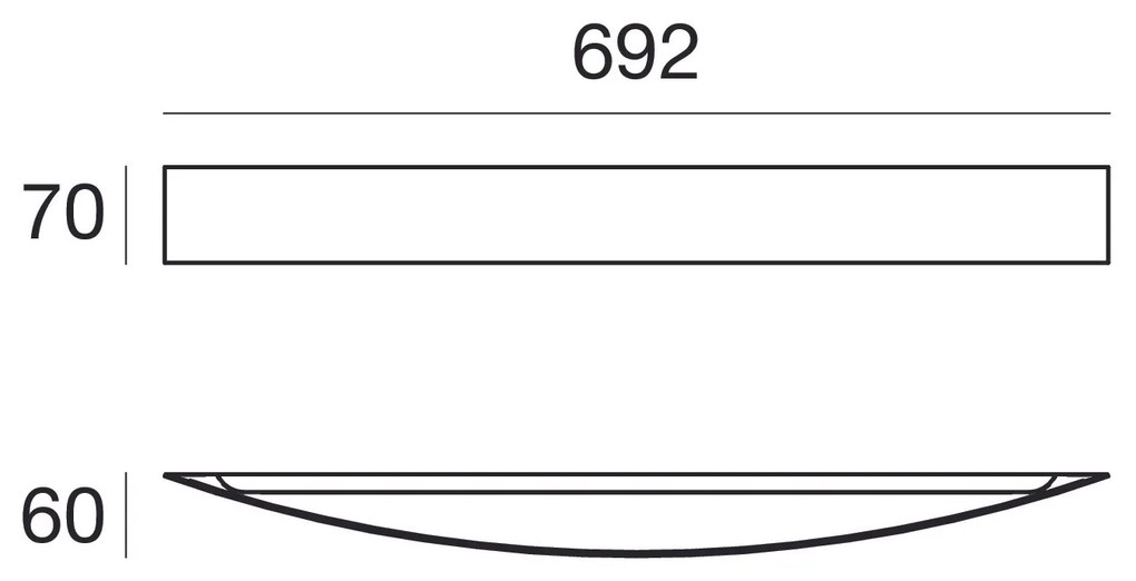 Linea Light 1144 Curvé_W, corten nástěnné svítidlo, 30W LED 3000K, délka 69cm