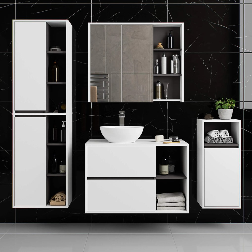 Závěsná koupelnová skříňka se zrcadlem VAMI 90 cm - výběr z 5 provedení