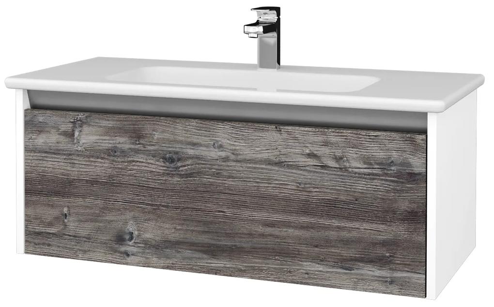 Dřevojas Koupelnová skříň BONO SZZ 100 (umyvadlo Euphoria) Varianta: N01 Bílá lesk / D16 Beton tmavý
