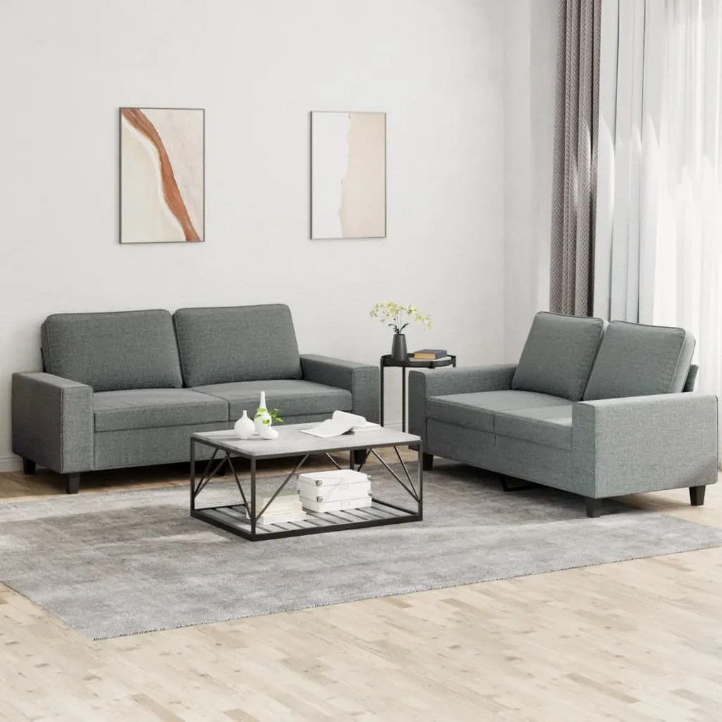 2dílná sedací souprava tmavě šedá textil 3201883