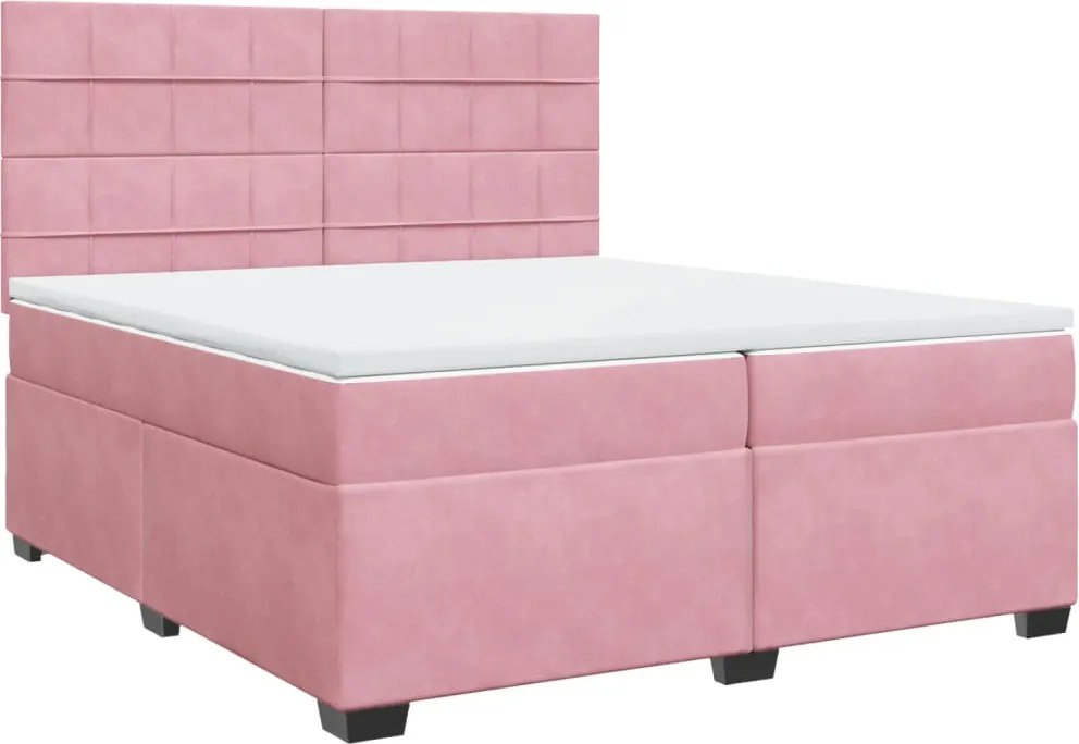 Box spring postel s matrací růžová 200x200 cm samet 3291007
