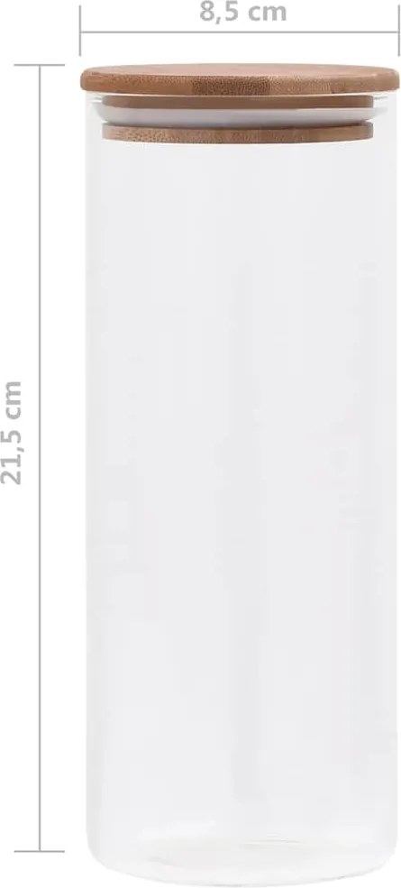 Skleněné dózy s bambusovým víčkem 6 ks 1000 ml 150696