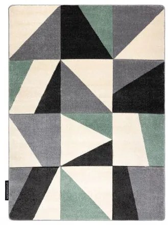 koberec ALTER Fiori Geometrický, trojúhelníky, čtverce zelená velikost 140x190 cm | krásné koberce cz