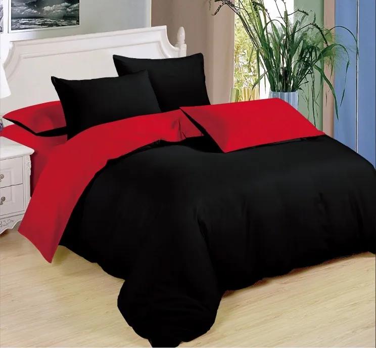 Bavlissimo Sedmidílné povlečení bavlna/mikrovlákno černá červená 140x200 na dvě postele