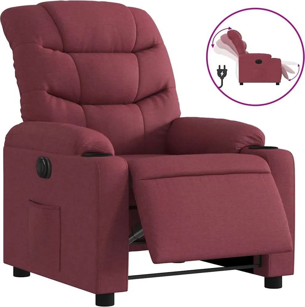Elektrické polohovací křeslo vínové textil 3206630