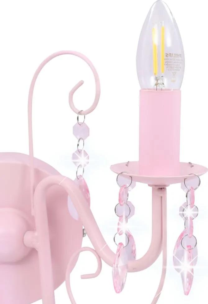 vidaXL Nástěnná lampa s korálky patina 2 x žárovky E14 [281592] Barva: Růžová