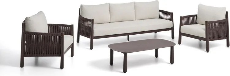 Hnědý/béžový zahradní lounge set z masivu akácie pro 5 osob Aleria – Kave Home