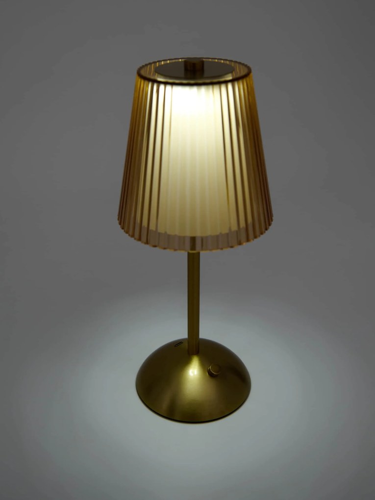 Sinsay - LED stolní lampa s žebrovaným stínidlem a zlatými prvky - hnědá