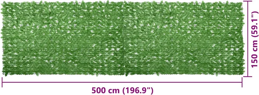 Balkónová zástěna se zelenými listy 500 x 150 cm 315505