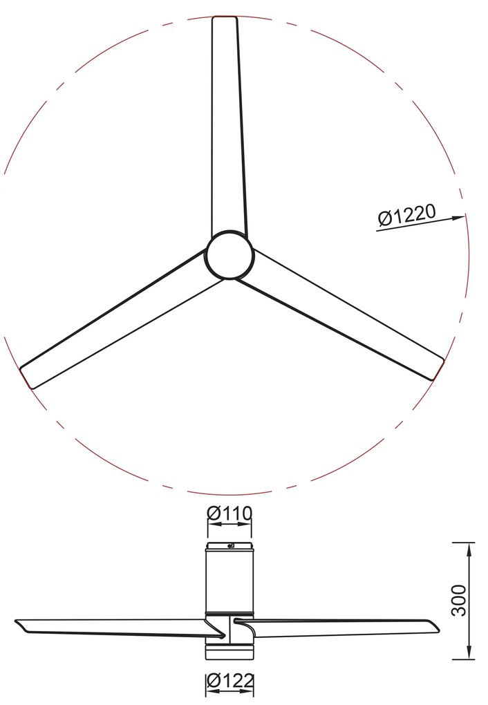 Matra 9062 Up Down, lopatkový ventilátor se svítidlem a dálk. ovladačem, LED 45W 2700-5000K, bílá, průměr 122cm