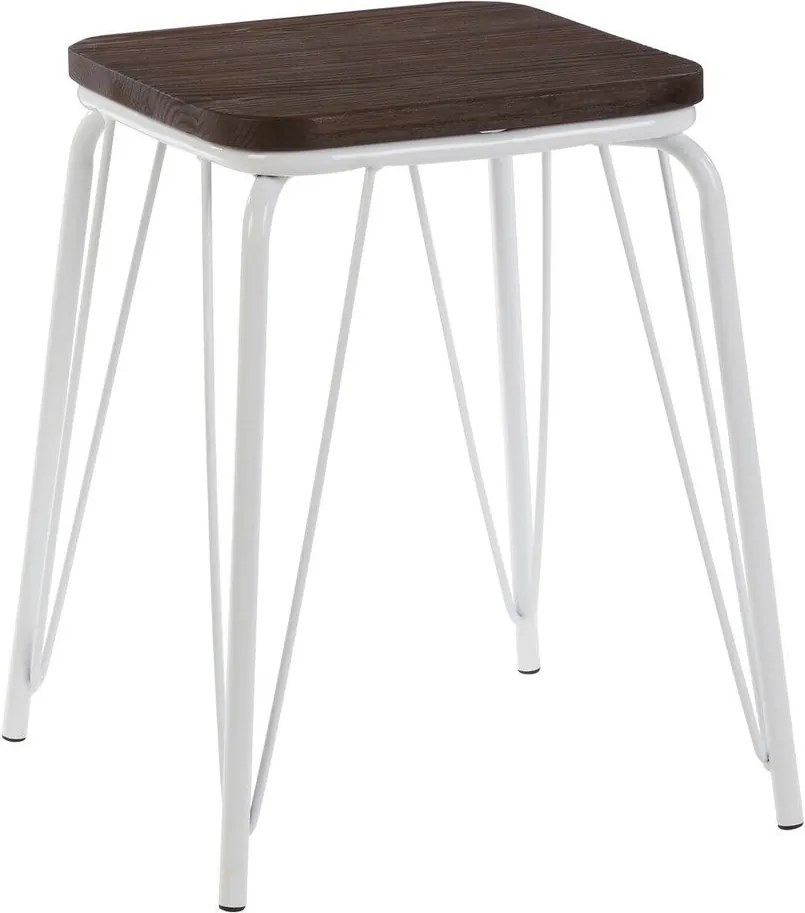 Bílá/v tmavě přírodní barvě stolička z jilmového dřeva District – Premier Housewares