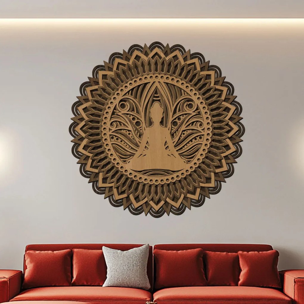 dřevo života 5 vrstvá mandala VNITŘNÍ KLID Zvolte rozměr (cm): 80x80, Zvolte barvu dekoru: Dub Sonoma