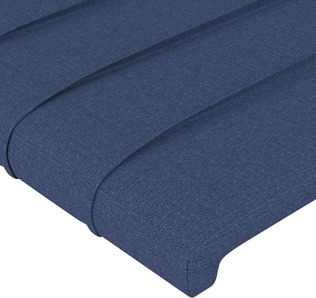 Čelo postele s LED modré 147 x 16 x 118/128 cm textil 3124192