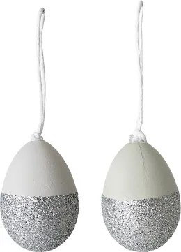 Dekorativní plastové vajíčko stříbrné, set 2 ks Bloomingville