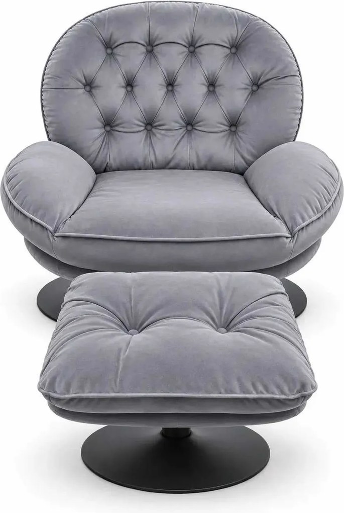 LuxuryForm DESIGN Otočné křeslo LUNA s podnožkou - šedé