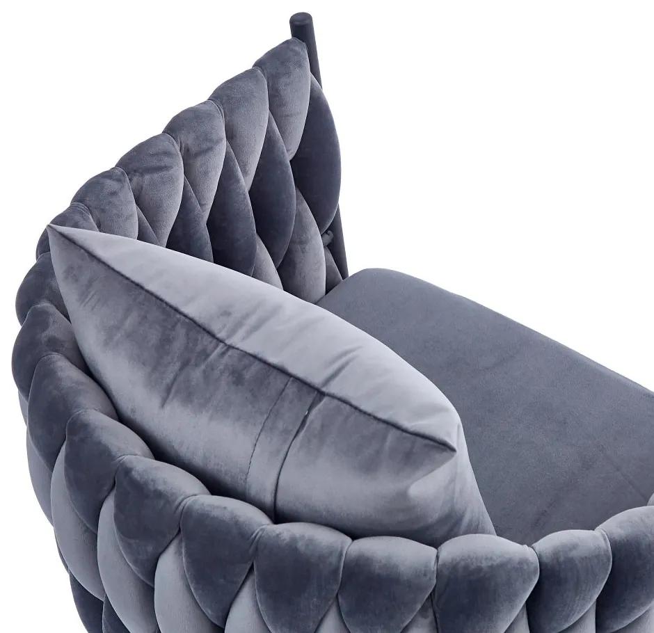 Relaxační designové křeslo s polštářem AVATAR 2 — samet, šedá